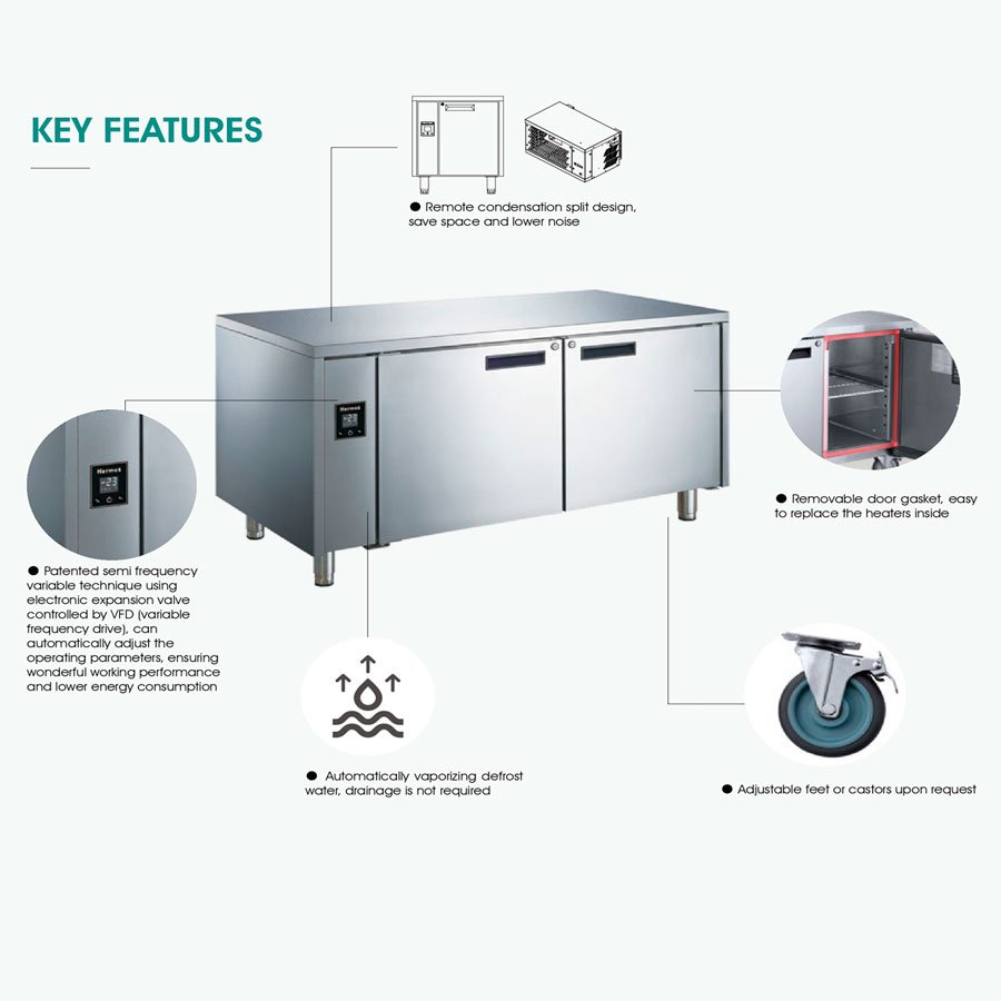 PW7/6T2HH-S|Counter Chiller & Freezer with Remote Condensation Unit ...